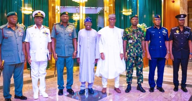 President Tinubu Meets With Service Chiefs At Aso Rock